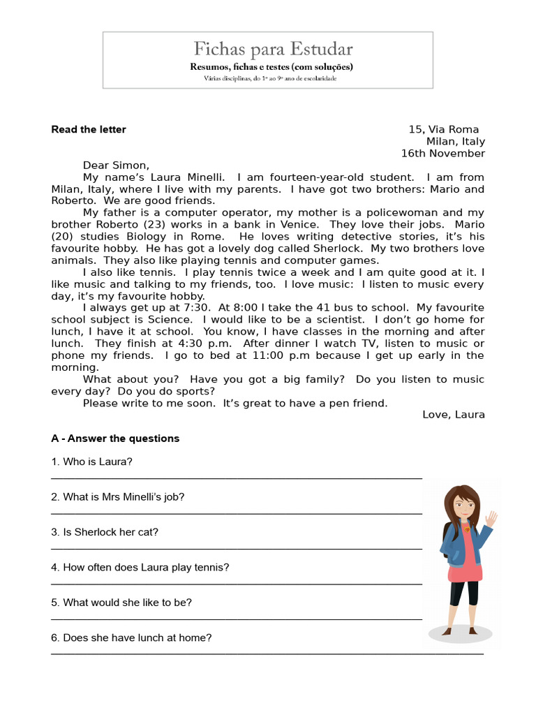 Teste Daily Routine 7º Ano | PDF | Grammar | Linguistics