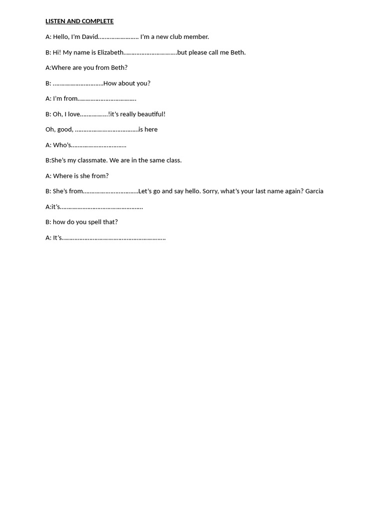 Club Member Introduction Dialogue | PDF