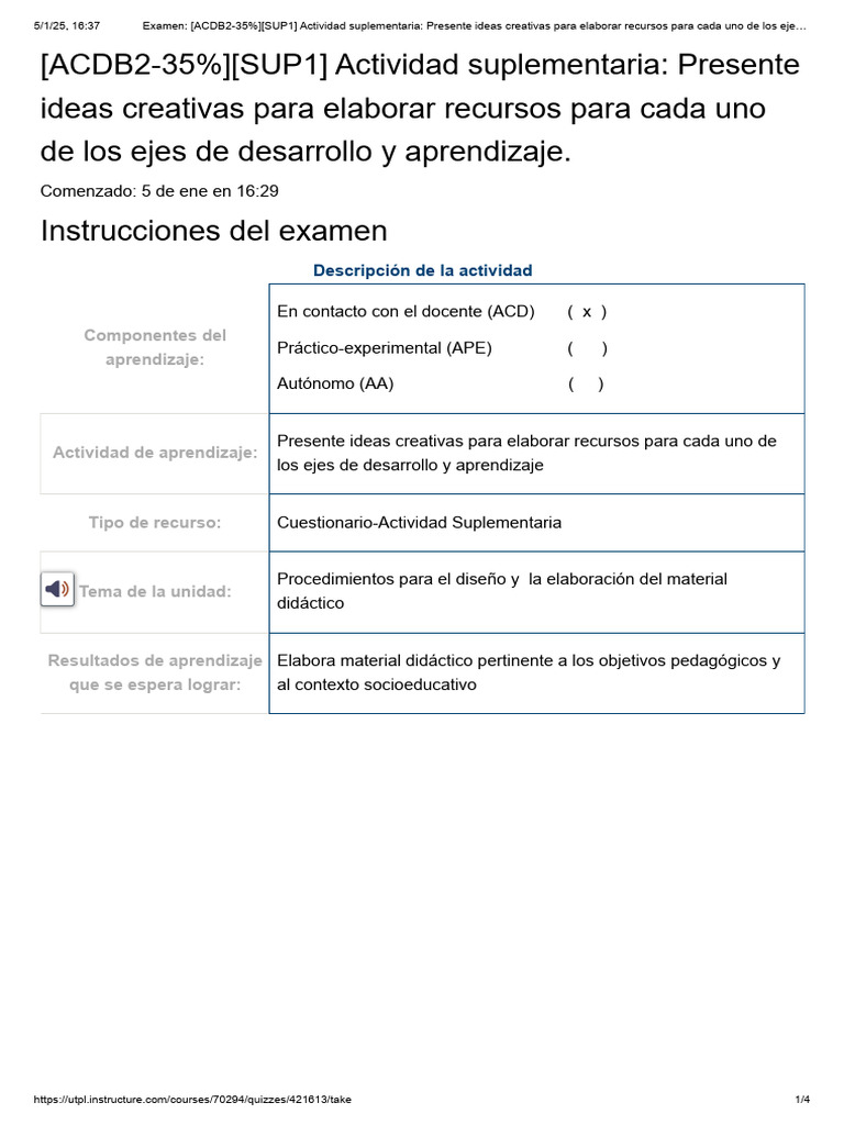 Examen_ [ACDB2-35%][SUP1] Actividad Suplementaria_ Presente Ideas Creativas Para Elaborar ...