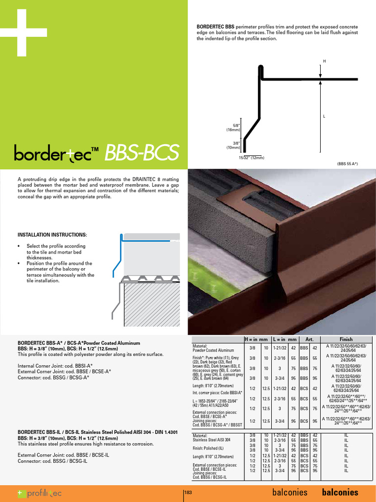 Bordertec BBS Profiles for Balconies | PDF | Building Engineering ...