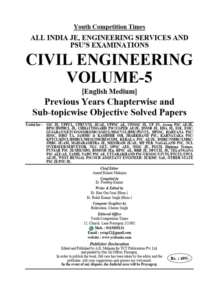 JE Civil Engineering Vol 5 Chapter Wise and Sub Chapter Wise Solved ...