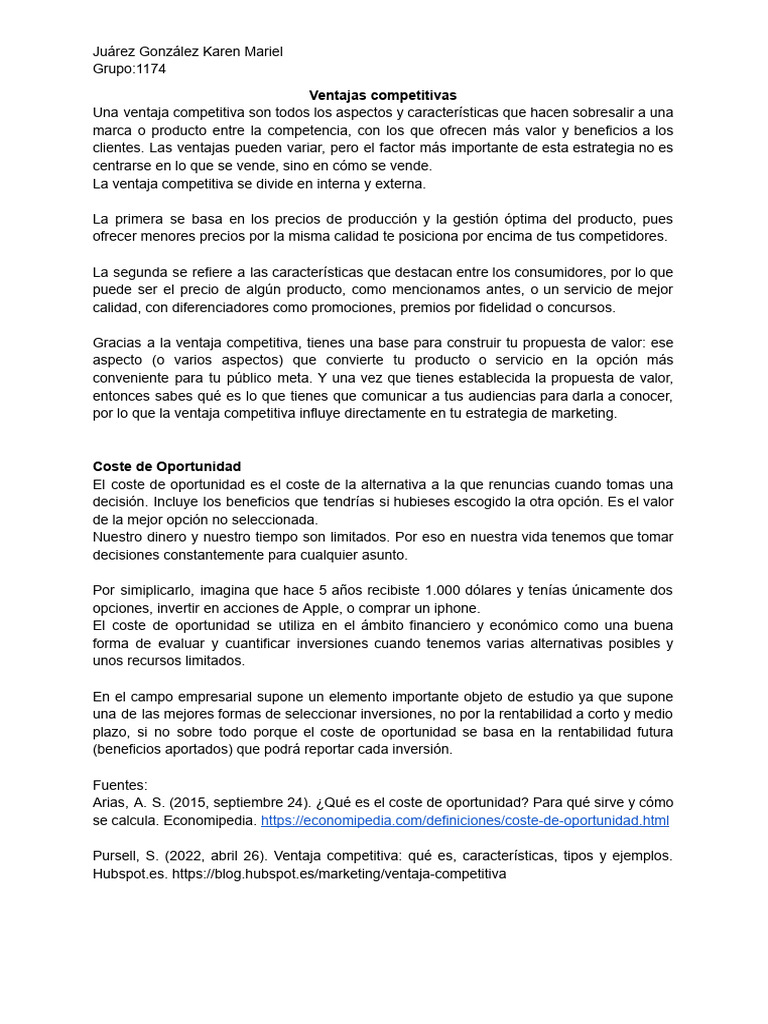 Tics 2 | PDF | Costo de oportunidad | Ventaja competitiva