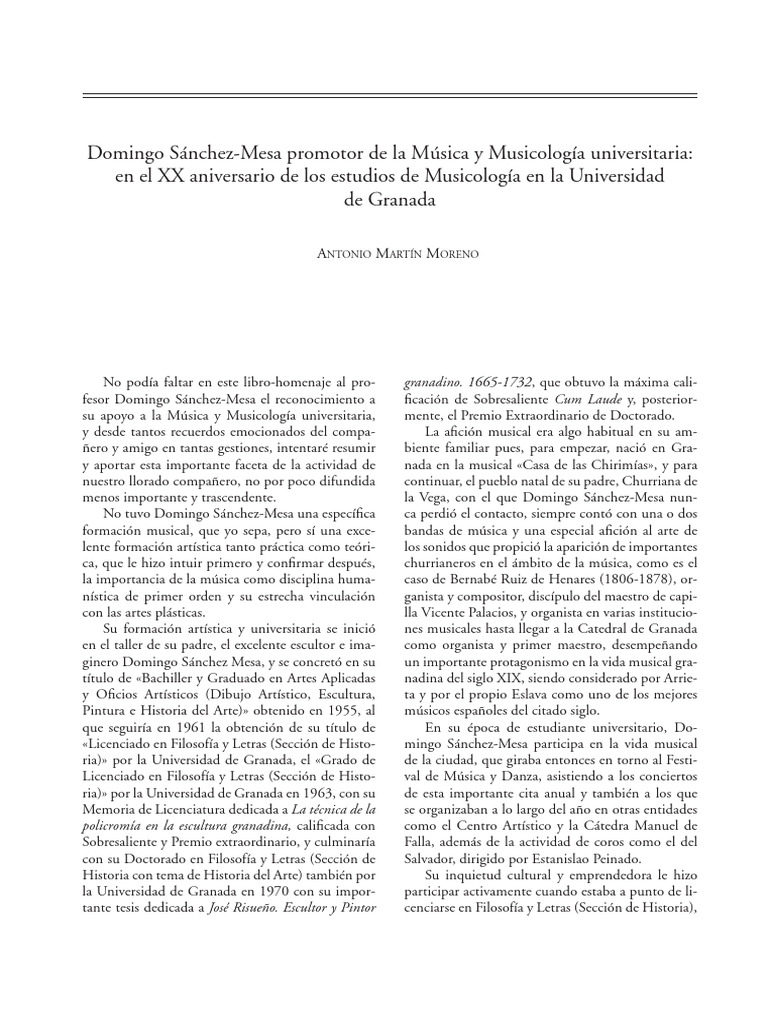 Domingo Sánchez-Mesa y la Musicología en Granada | PDF | Platón | Granada