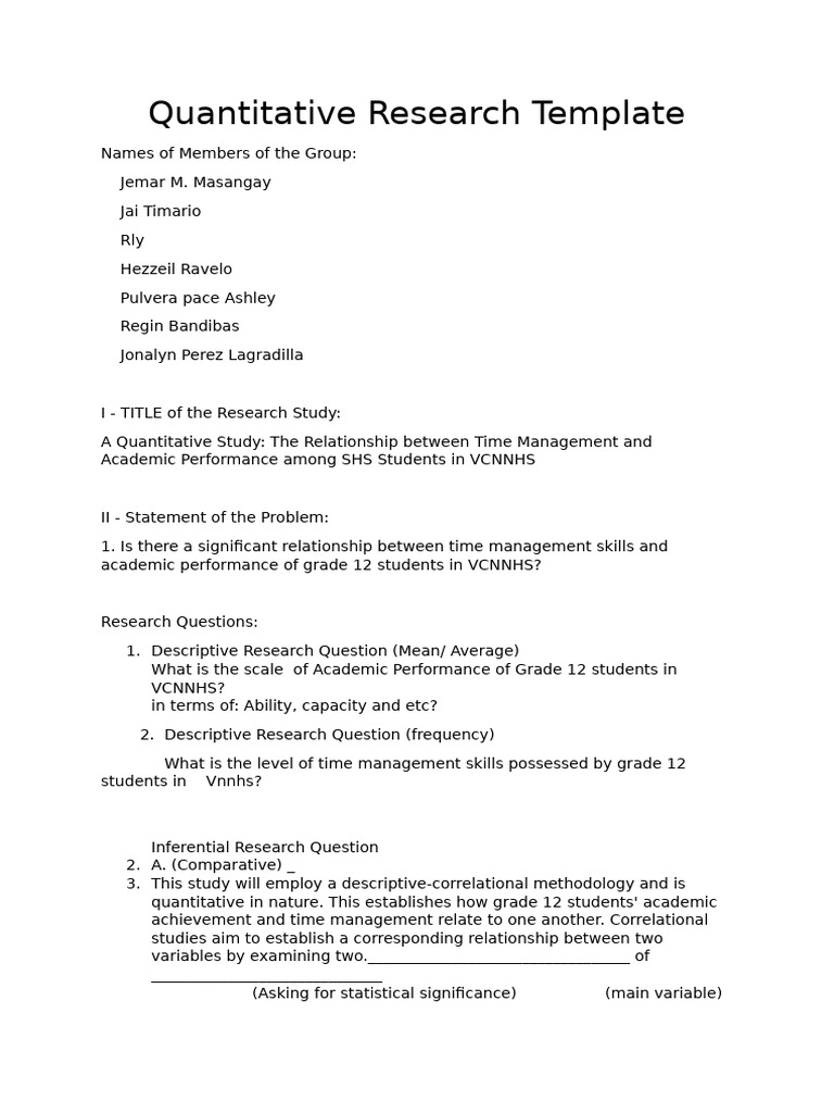 SHS Students: Time & Grades Study | PDF | Statistics | Quantitative ...