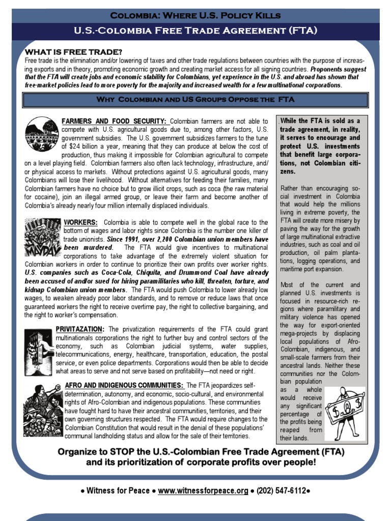 Col FTA Factsheet | PDF | The United States | North American Free Trade ...