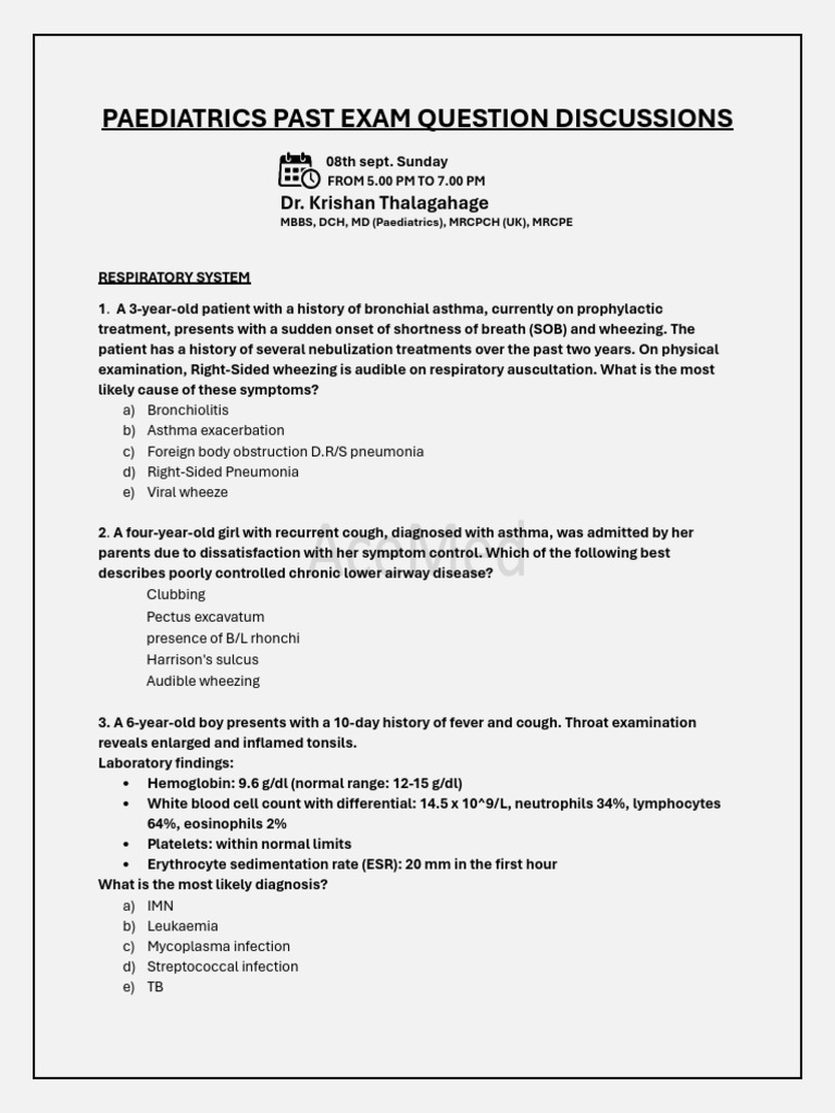 PAEDIATRIC OPEN SESSION E | PDF | Epidemiology | Immunology