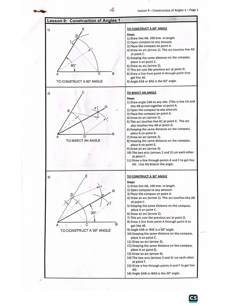 Lesson 9 Construction of Angles 1 11-01-2023 14.12 | PDF