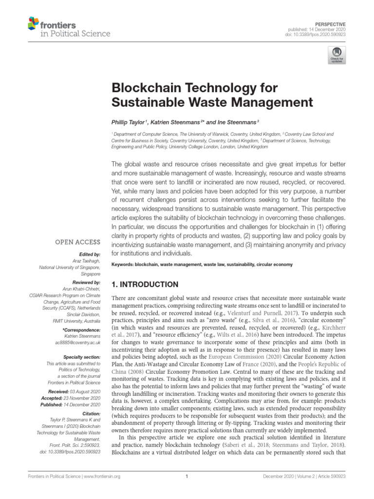 Blockchain for Sustainable Waste Management | PDF | Waste | Waste ...