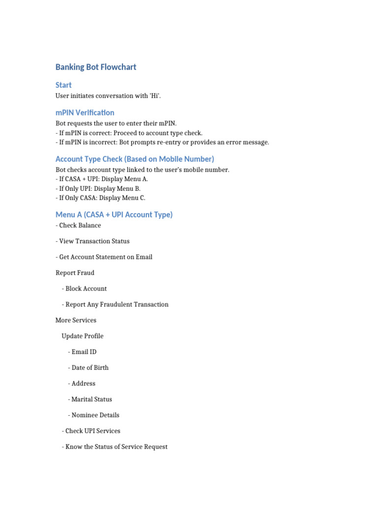 Banking Bot Flowchart Simple 02 | PDF