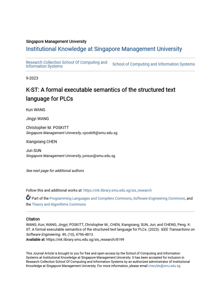 2023 K-ST= a Formal Executable Semantics of the Structured Text | PDF | Programmable Logic ...