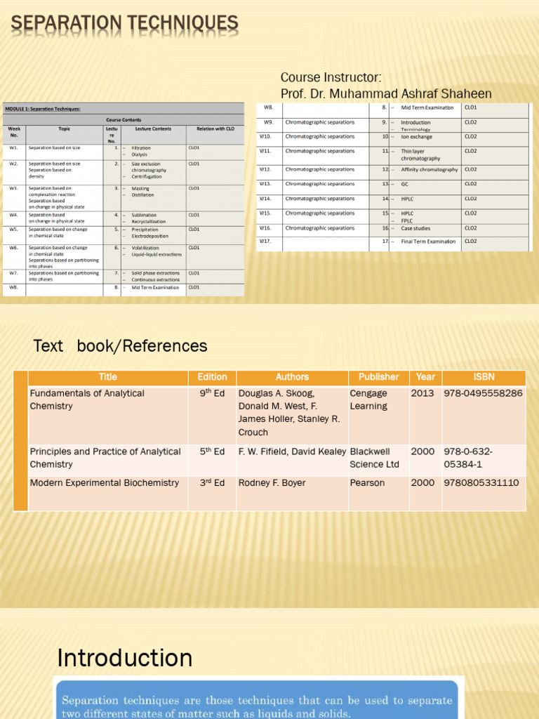 Separation Techniques - Lecture 1-2 | PDF