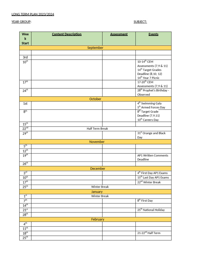 LTP Template For 2023-2024 | PDF | Military Operations