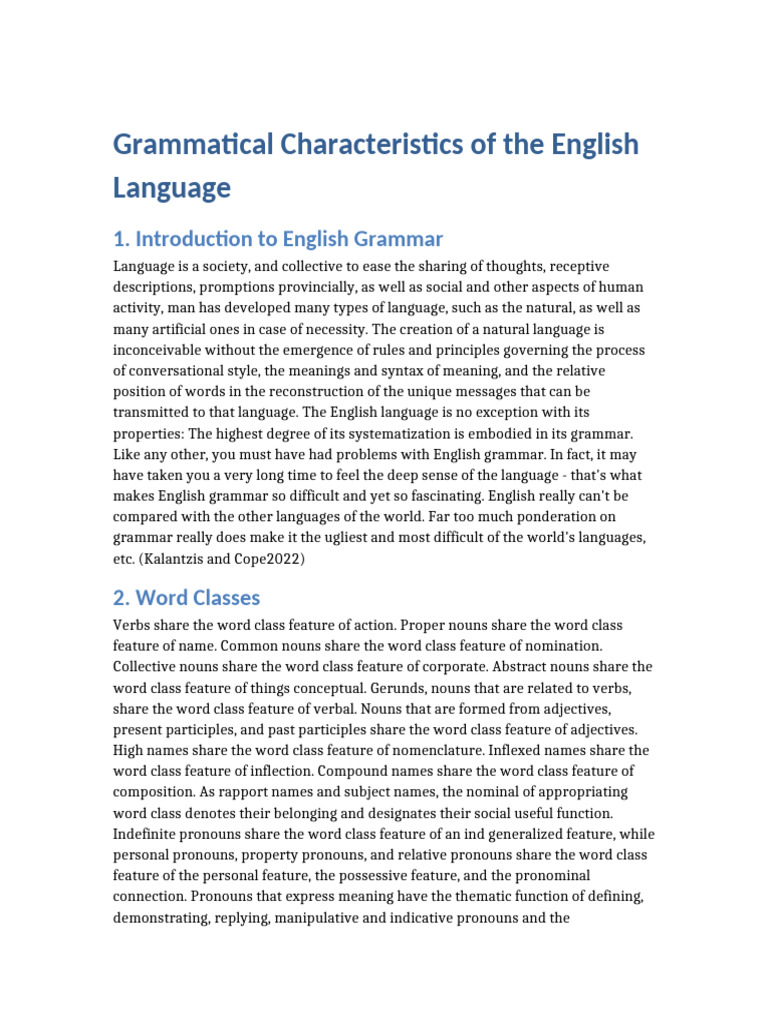 Grammatical Characteristics of The English Language | PDF | Adverb ...