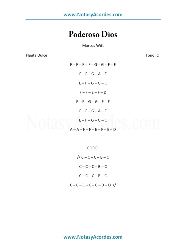Poderoso Dios en Flauta Marcos Witt | PDF