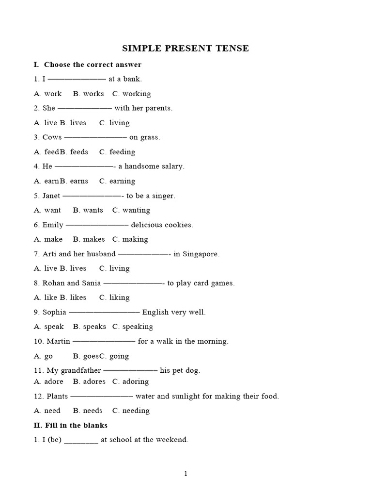 Exercise - SIMPLE PRESENT TENSE | PDF