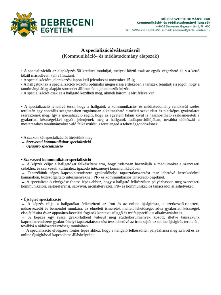 Specialization Guide | PDF