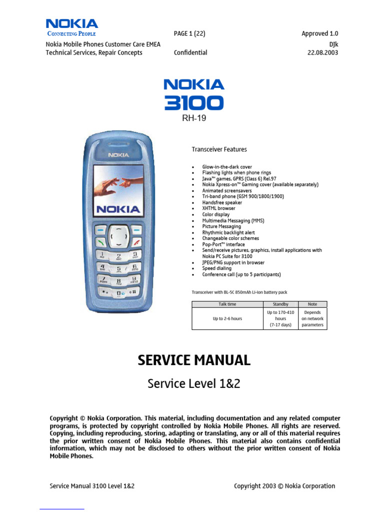 NOKIA 3100 | PDF | Battery Charger | Soldering
