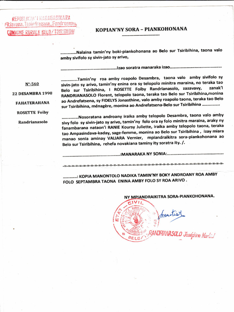 KOPIA BELO SUR TSIRIBIHINA | PDF