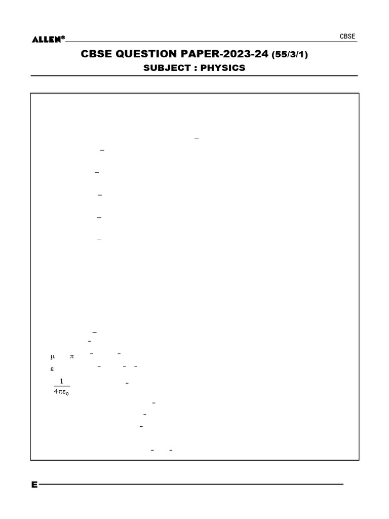 CBSE 2024 Physics Paper | PDF | Diffraction | Wavelength