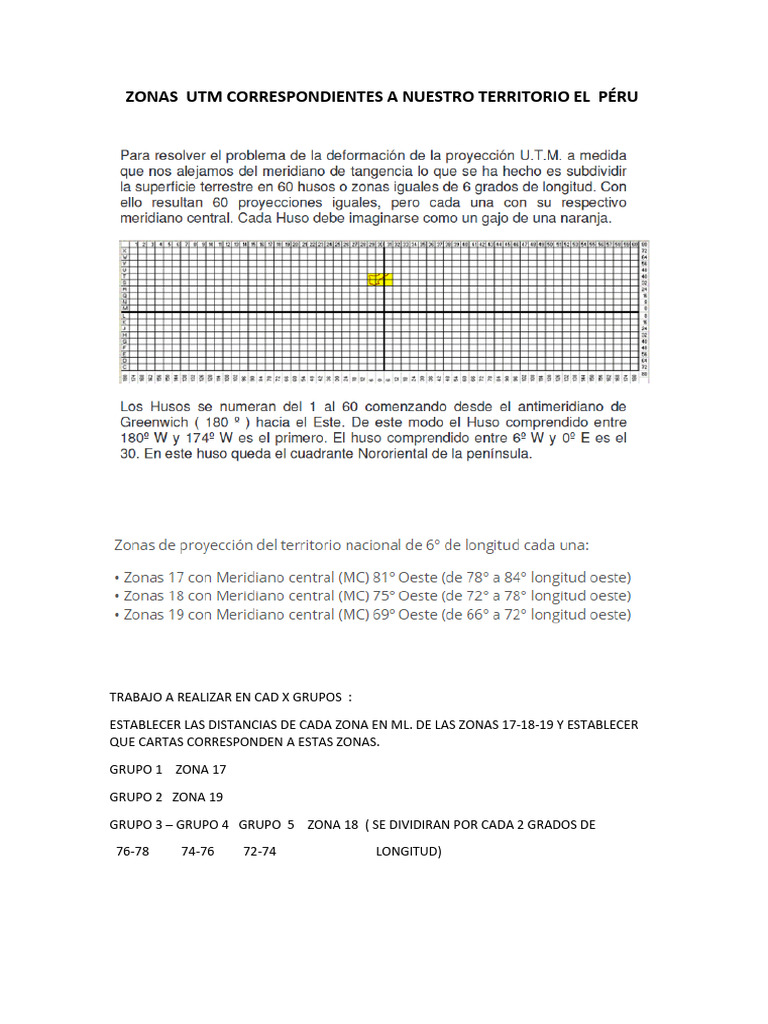Zonas UTM del Perú: Tareas por Grupo | PDF