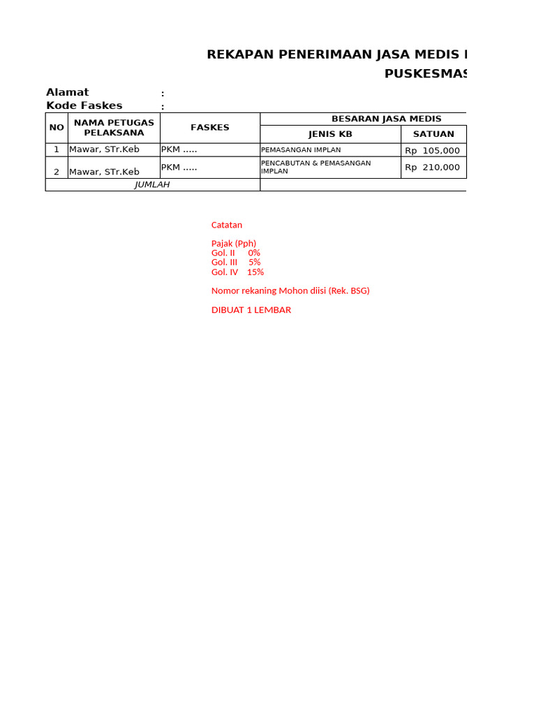 Contoh Daftar Rekapan | PDF