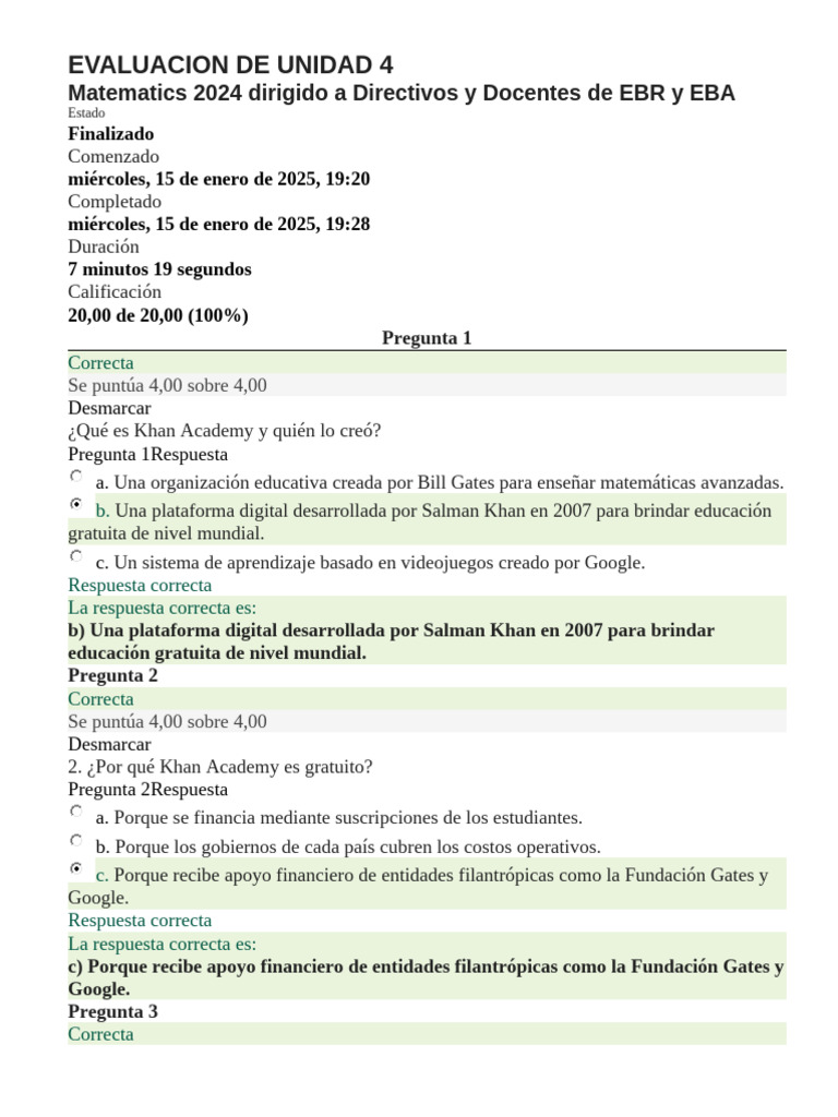 Evaluacion de Unidad 4 - Matematics 2024 | PDF | Enseñando | Aprendizaje