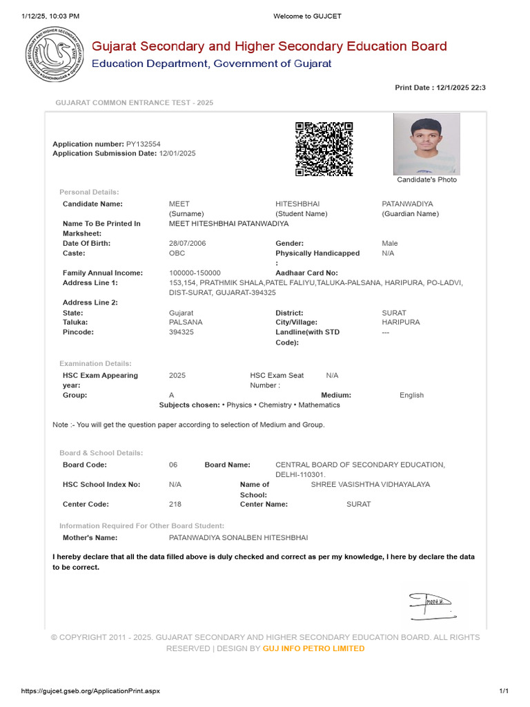 GUJCET_Exam | PDF | Secondary Education | Schools