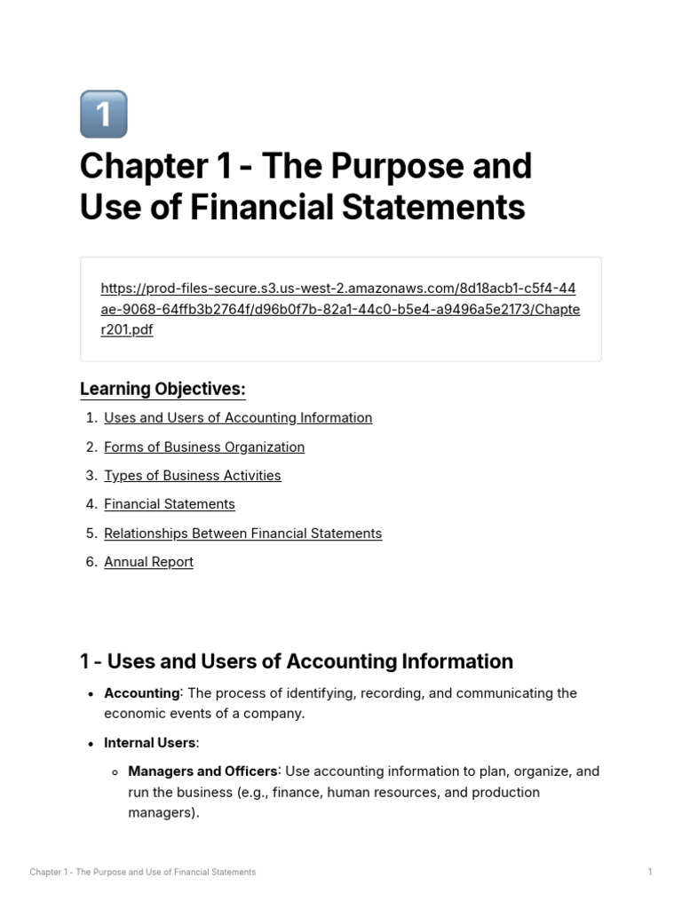 Chapter 1 - The Purpose and Use of Financial Statements | PDF | Equity ...