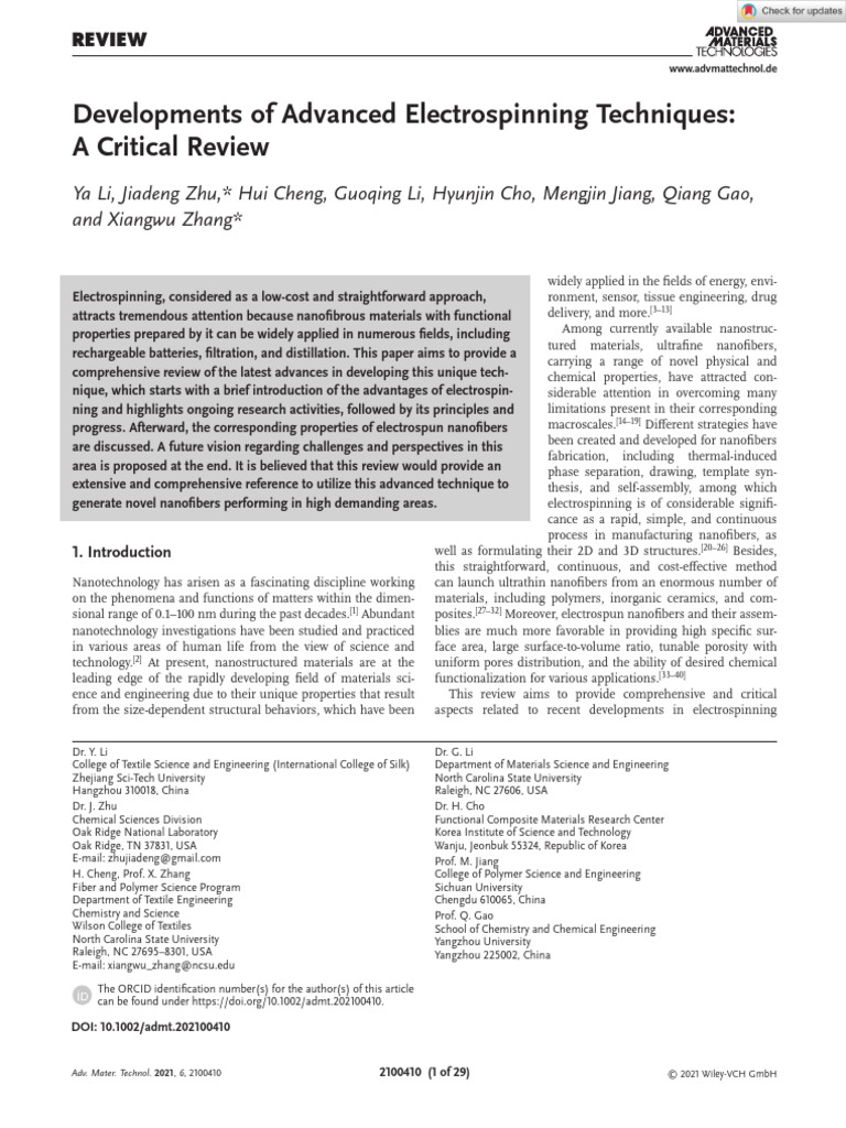 Adv Materials Technologies - 2021 - Li - Developments of Advanced ...