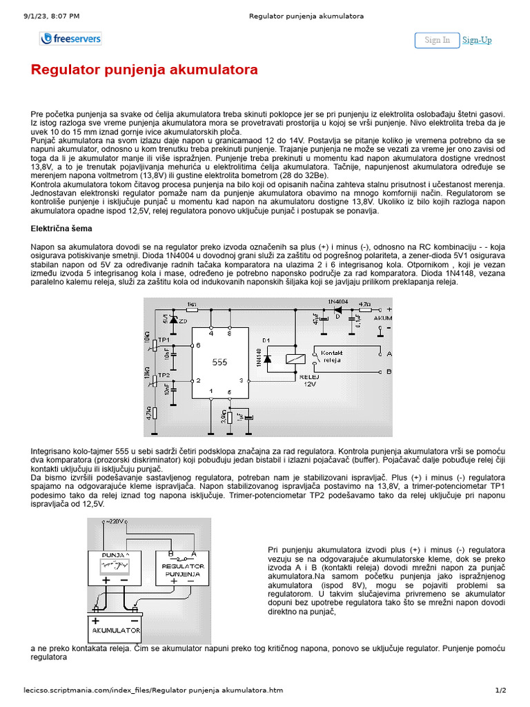 Regulator Punjenja Akumulatora | PDF