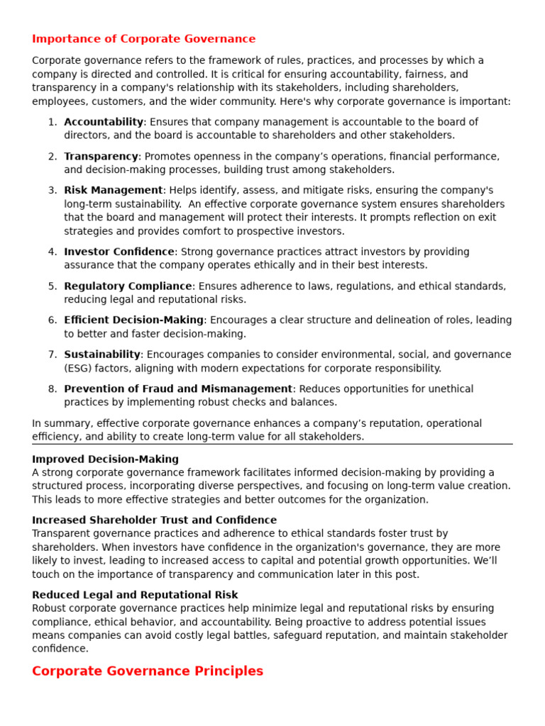 Corporate Governance Midterm Notes | PDF | Corporate Governance ...