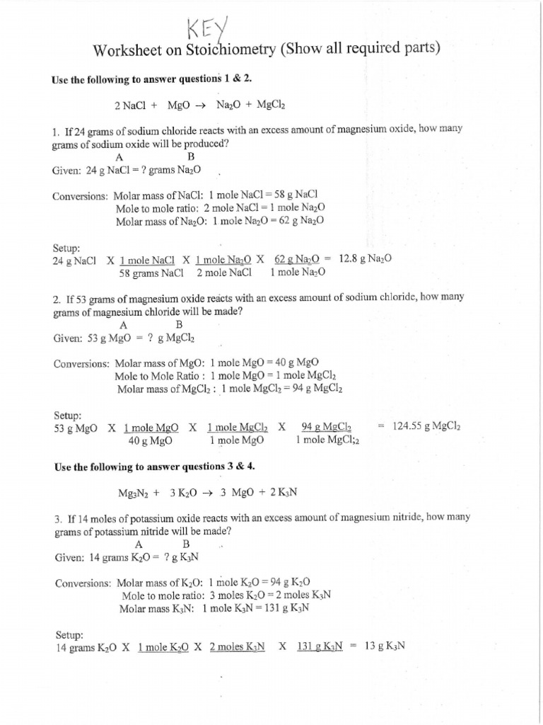 extra_worksheet_on_stoichiometry_key | PDF