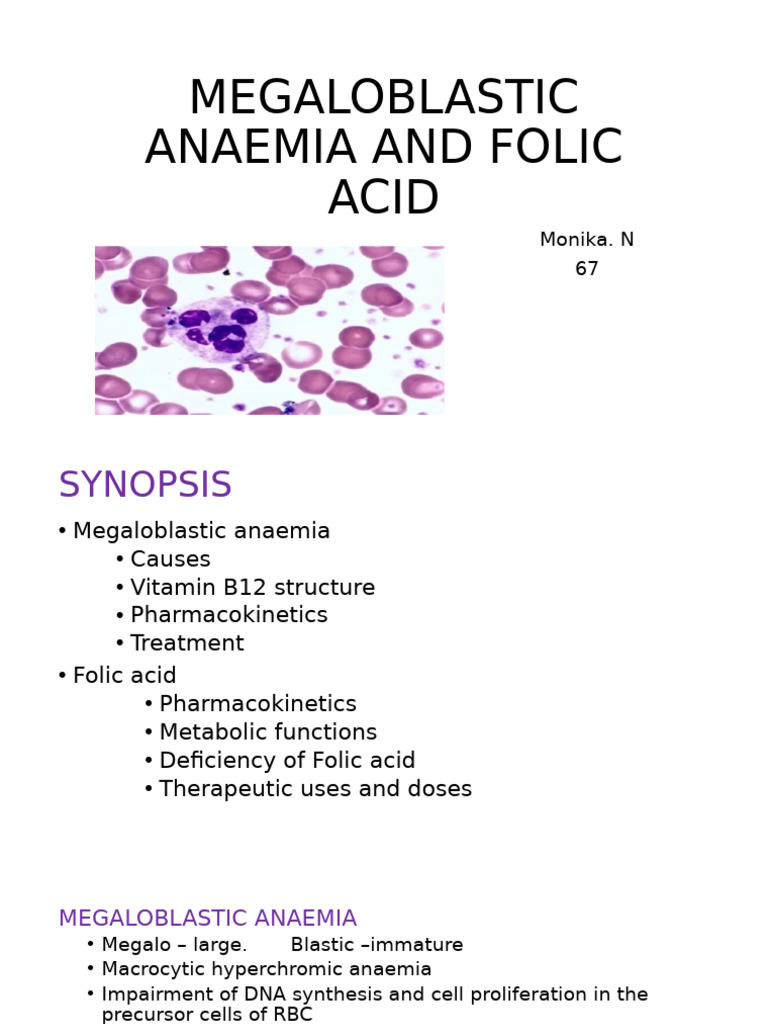 Megaloblastic Anaemia and Folic Acid: Monika. N 67 | PDF | Vitamin B12 ...
