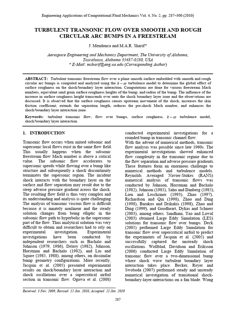Turbulent Transonic Flow Over Smooth and | PDF | Fluid Dynamics | Shock Wave