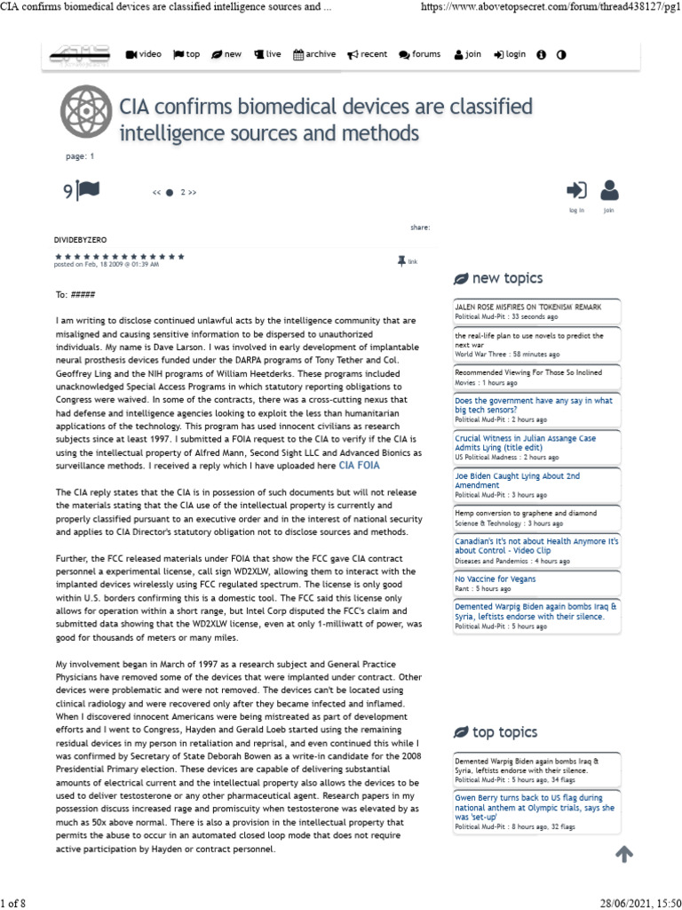 CIA_confirms_biomedical_devices_are_classified_intelligence_sources | PDF | Radio | Central ...