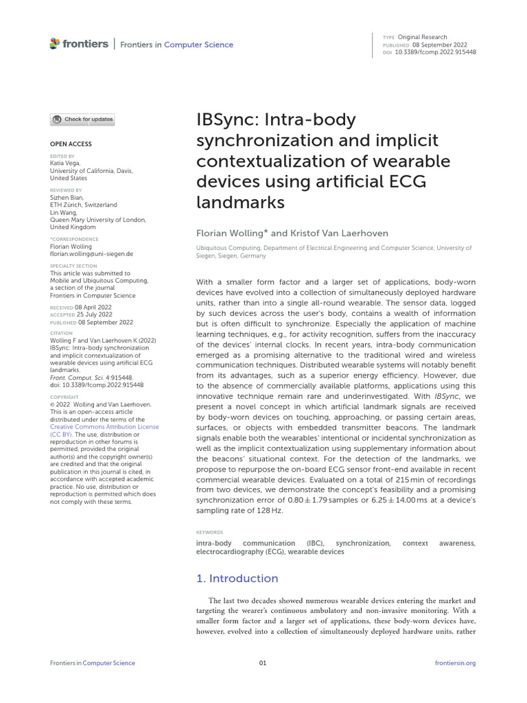 IBSync - Intra-Body Synchronization and Implicit Contextualization of ...