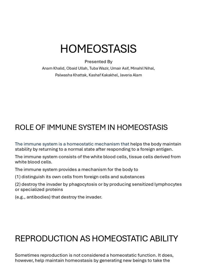 Homeostasis [Immune System, Reproduction] | PDF
