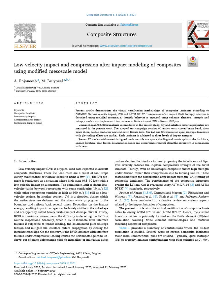 Low-Velocity Impact and Compression After Impact Modeling of Composites ...