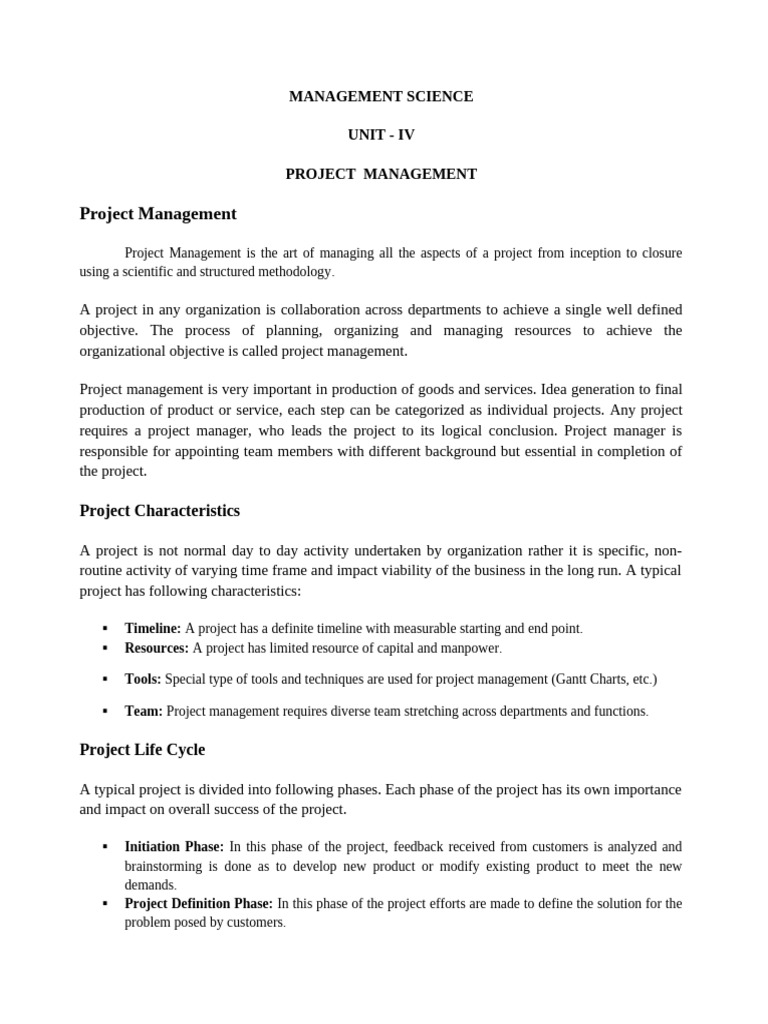 MS Unit Project Management | PDF | Project Management
