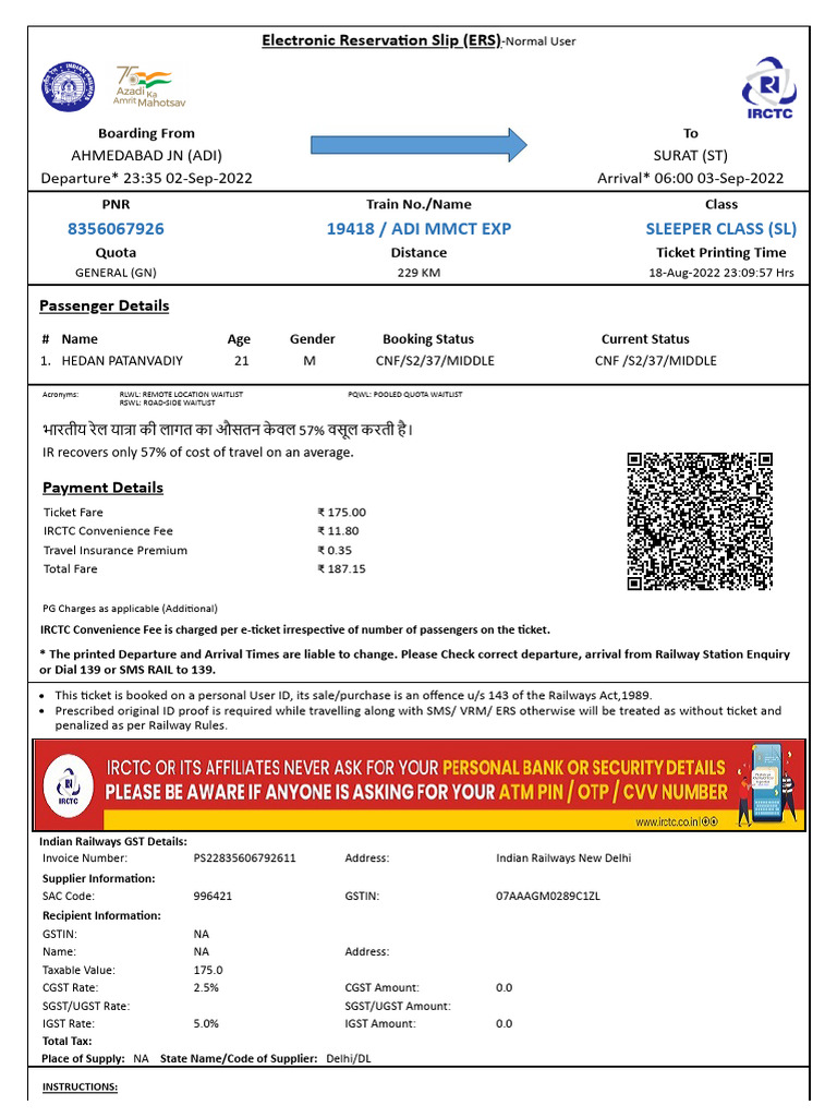 train ticket | PDF | Identity Document
