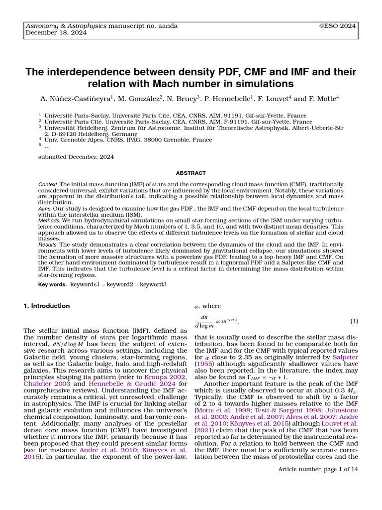 The Interdependence Between Density PDF CMF and IM | PDF | Power Law ...