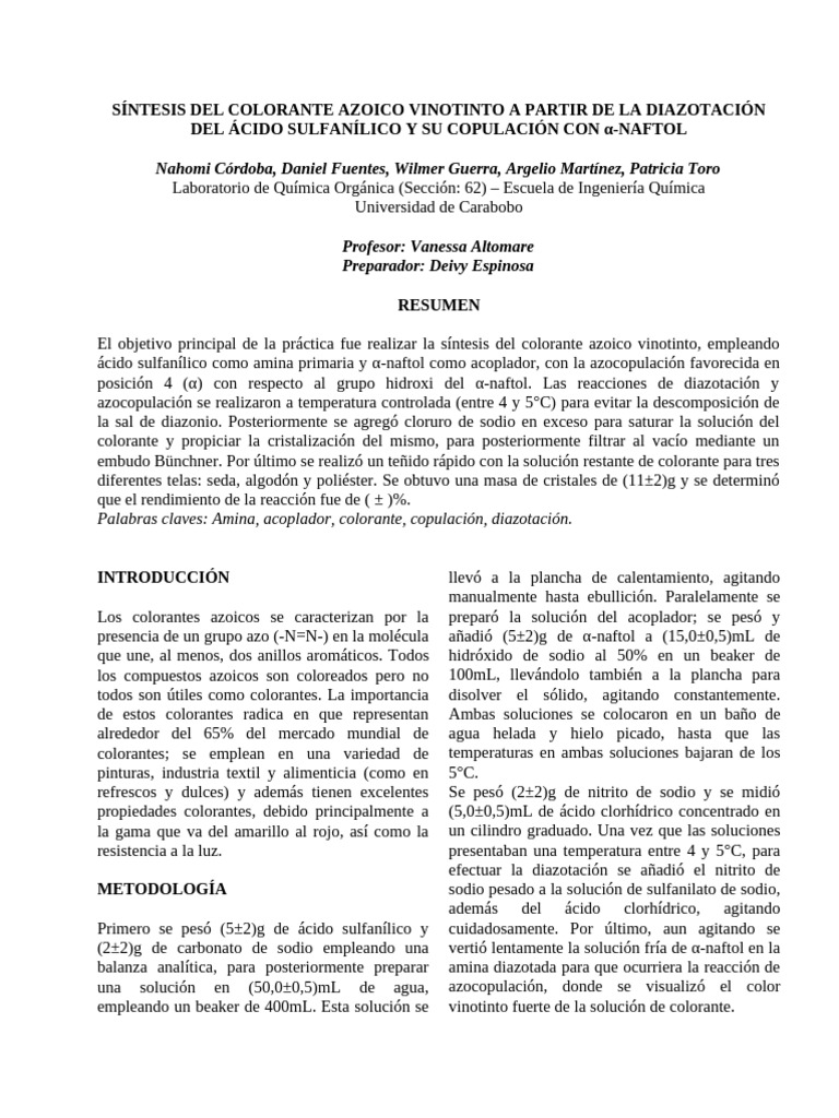 Colorantes Azóicos | PDF | Química | Materiales