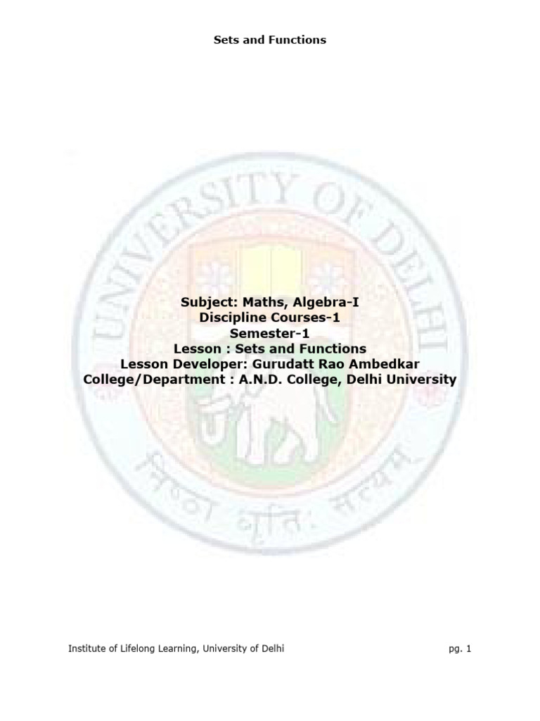 Algebra - Set and Functions | PDF | Variable (Mathematics) | Set ...