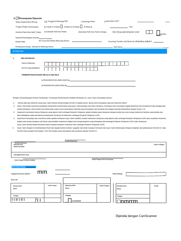 Formulir Penempatan Deposito Bank | PDF