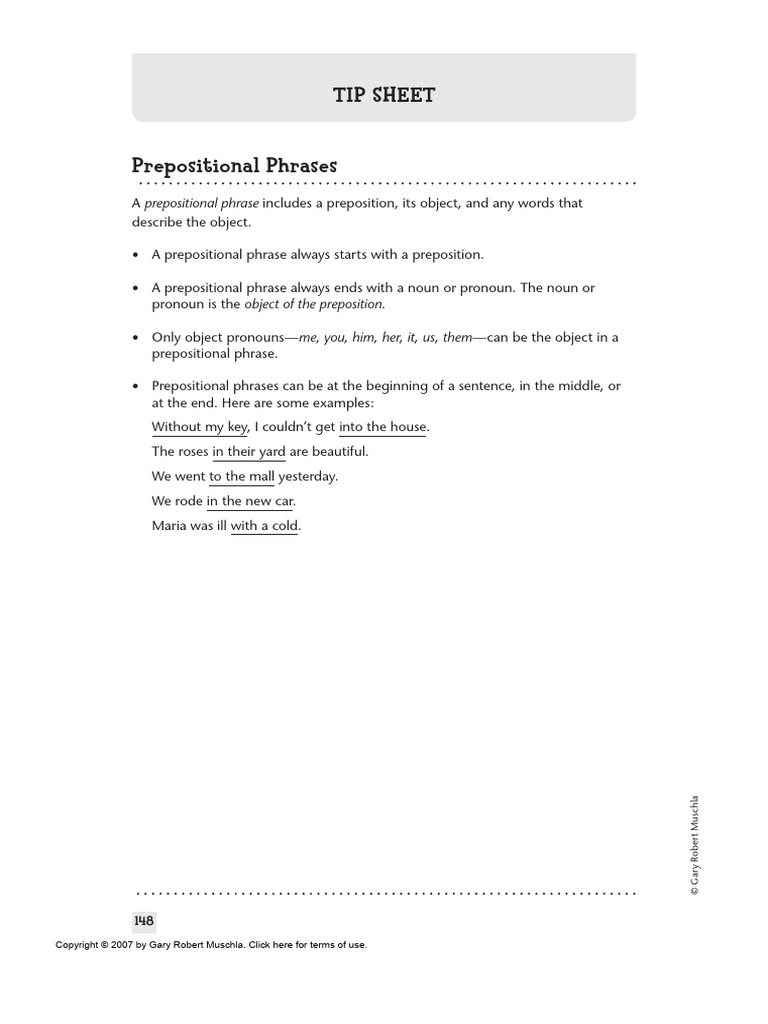 Prepositional Phrases | PDF