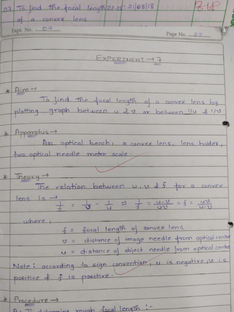 Physics Experiment 7 | PDF | Optics | Lenses