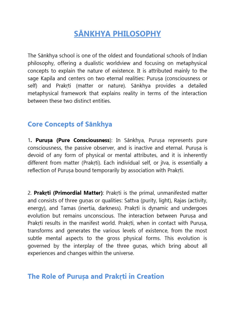 Sānkhya Philosophy | PDF | Indian Philosophy | Hindu Philosophy