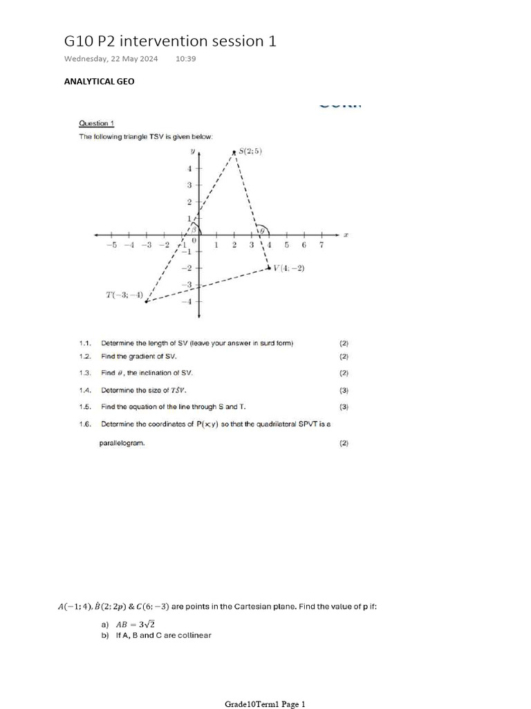 g10 p2 Exam Prac Analytical Geo | PDF