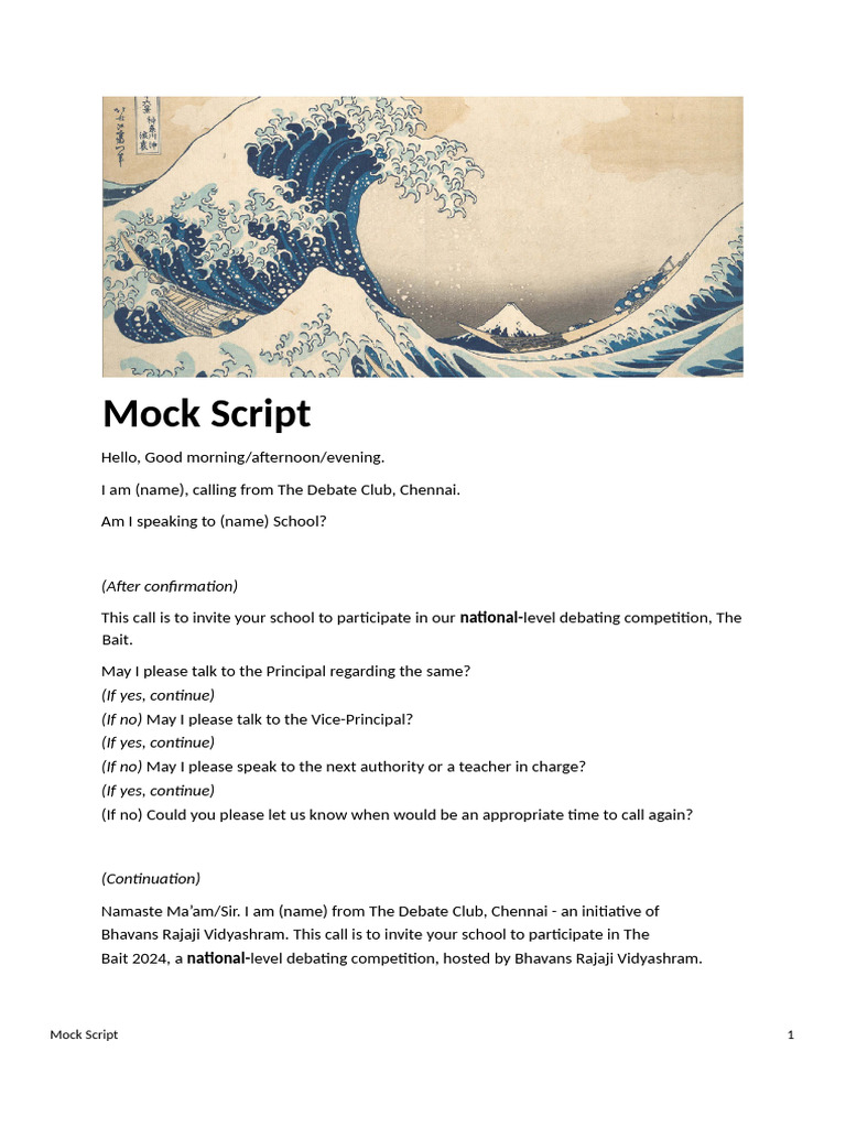 Bait Mock Script-24 | PDF