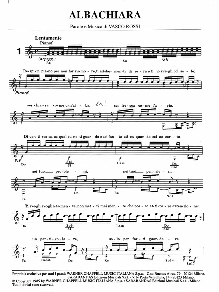 Alba Chiara - Vasco Rossi | PDF